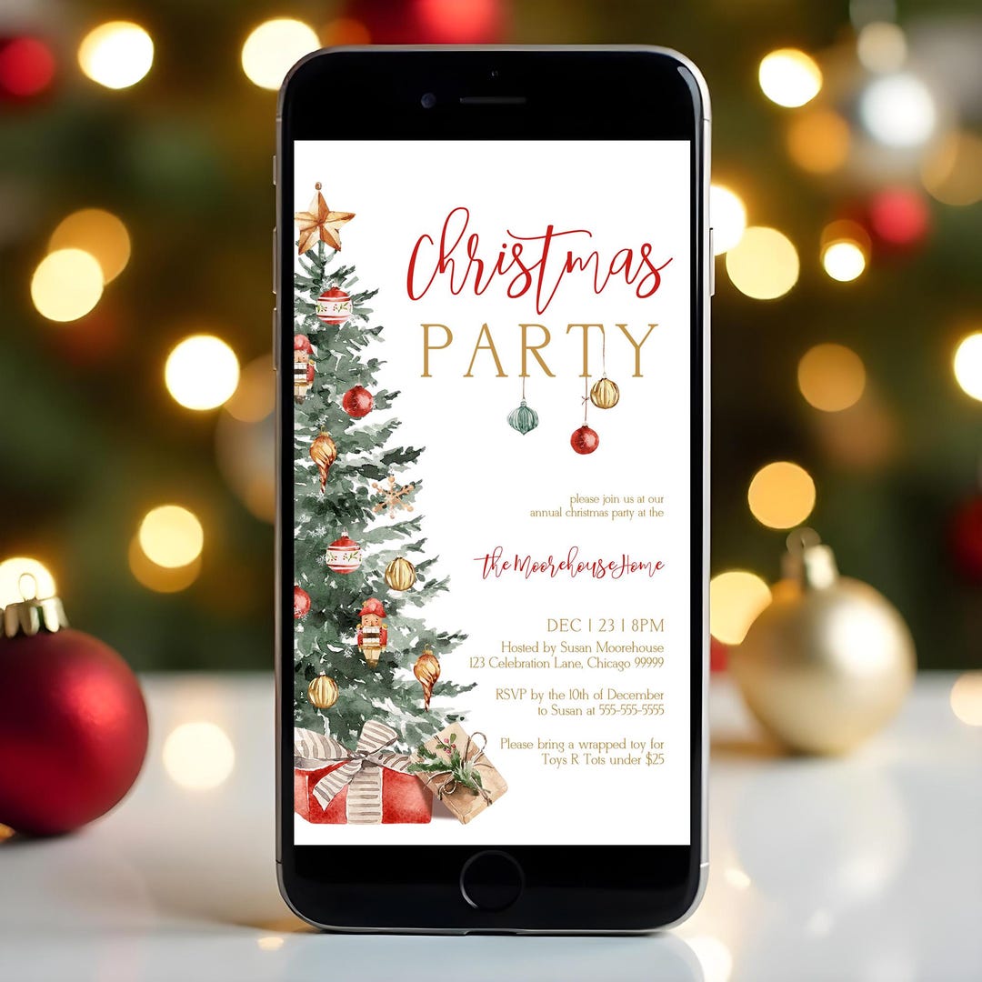 Editable Christmas Party Mobile Evite Christmas Party Evite Christmas ...