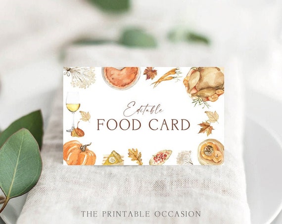 Editable Fall Food Tent Place Cards Template, Fall Food Tent Printable ...