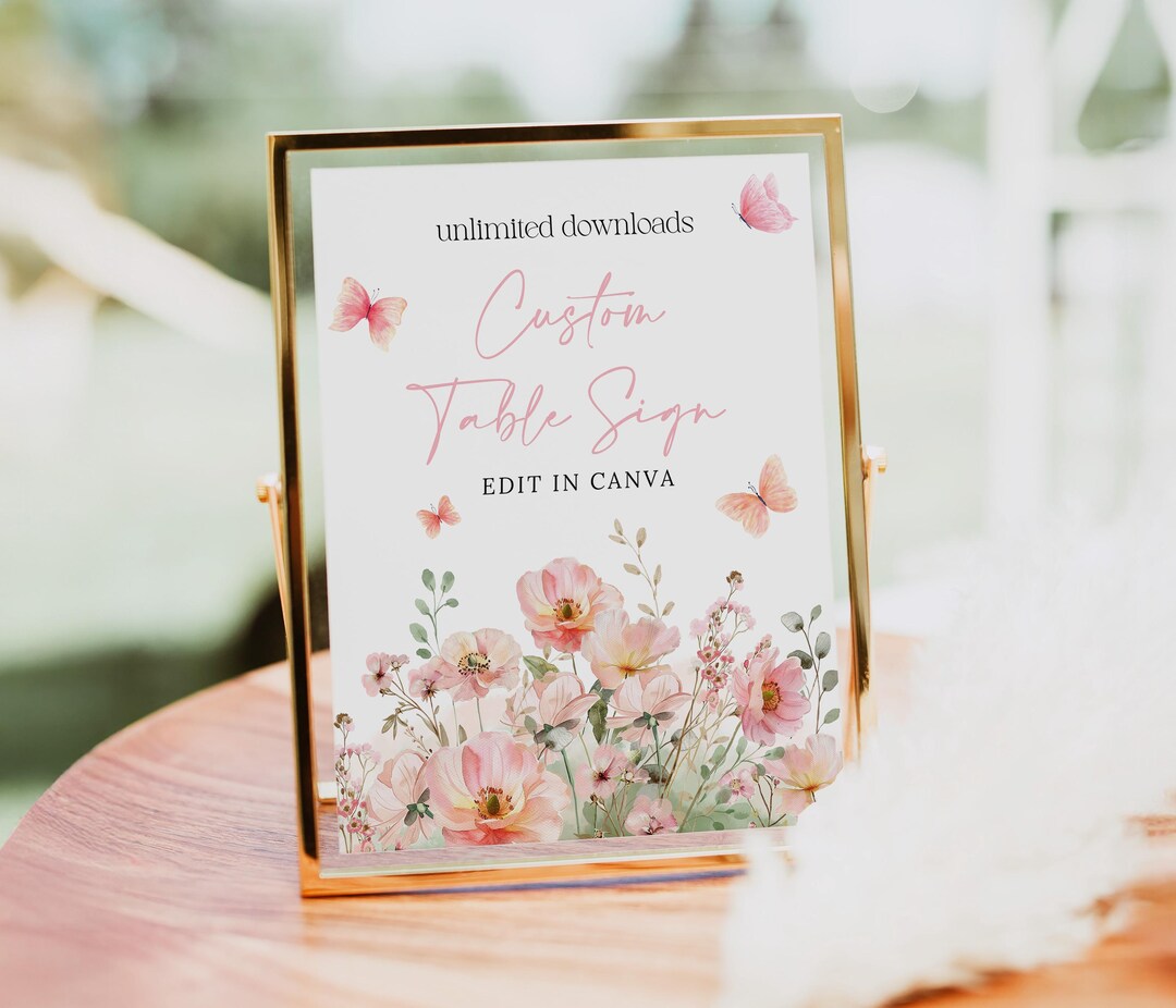 Wildflower Birthday Table Sign Blush Boho Floral Party Table Sign ...