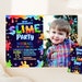 Slime Photo Invitation Editable Glow Slime Party Invitation Template ...