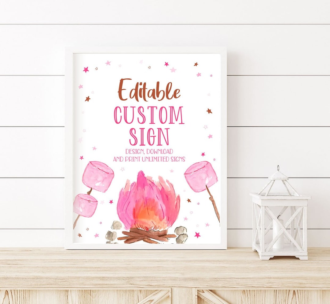 Editable Custom Smores Sign Template Printable Smores Party Food Sign ...