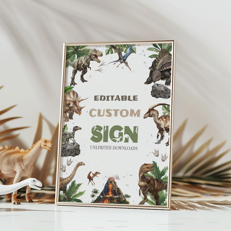 Editable Dinosaur Sign Template Birthday Dino Decorations Printable ...