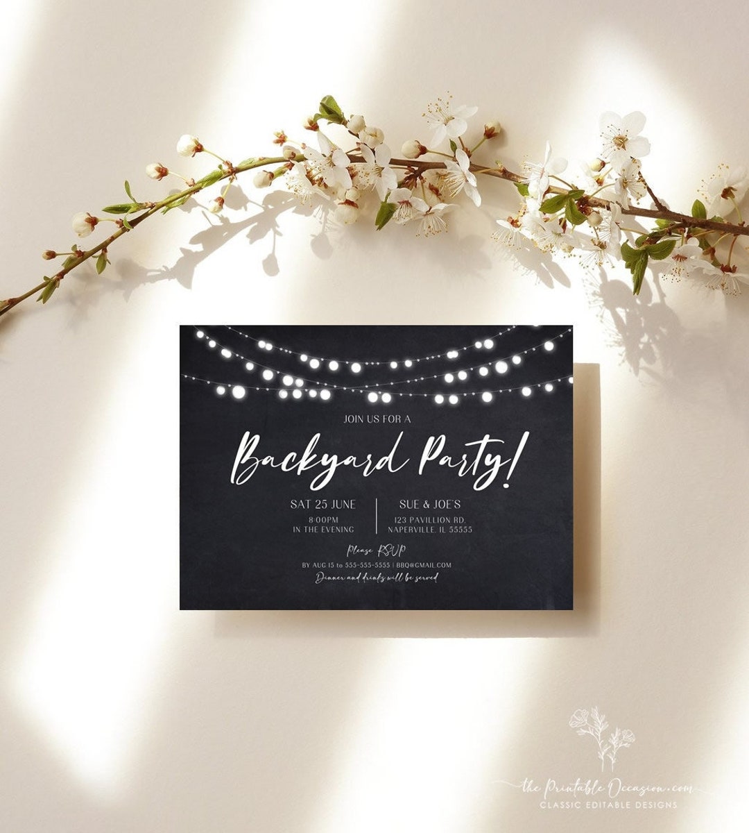 Backyard Party Invitation Template, EDITABLE Bonfire Invitation, BBQ ...