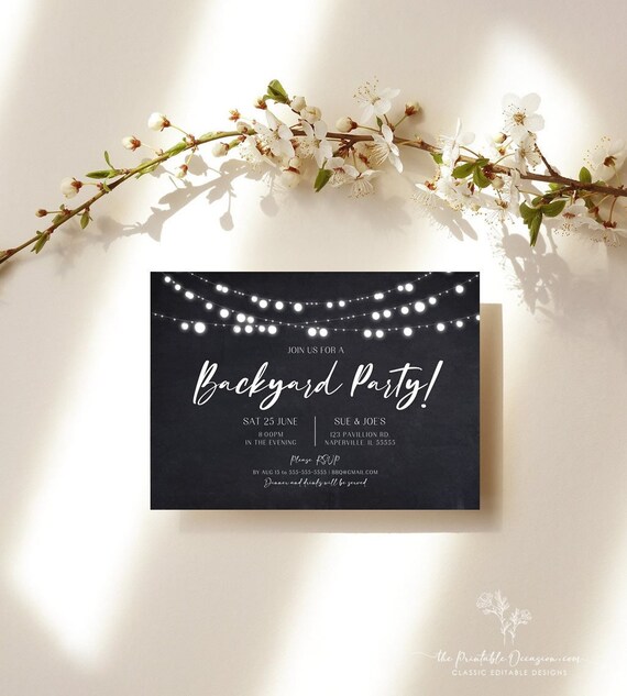 Backyard Party Invitation Template EDITABLE Bonfire - Etsy