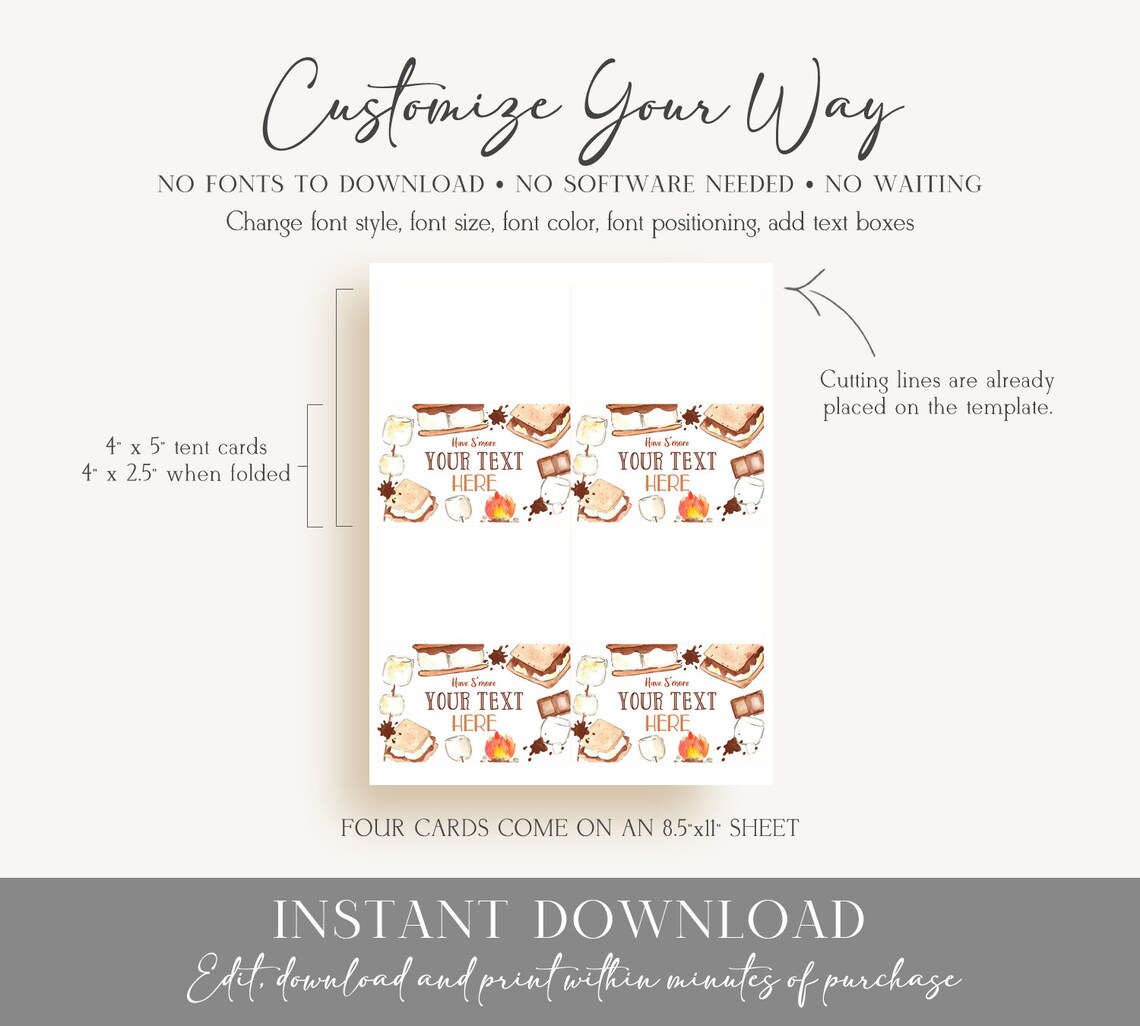 Smores Food Tents Editable Smores Food Tents Cards Birthday - Etsy