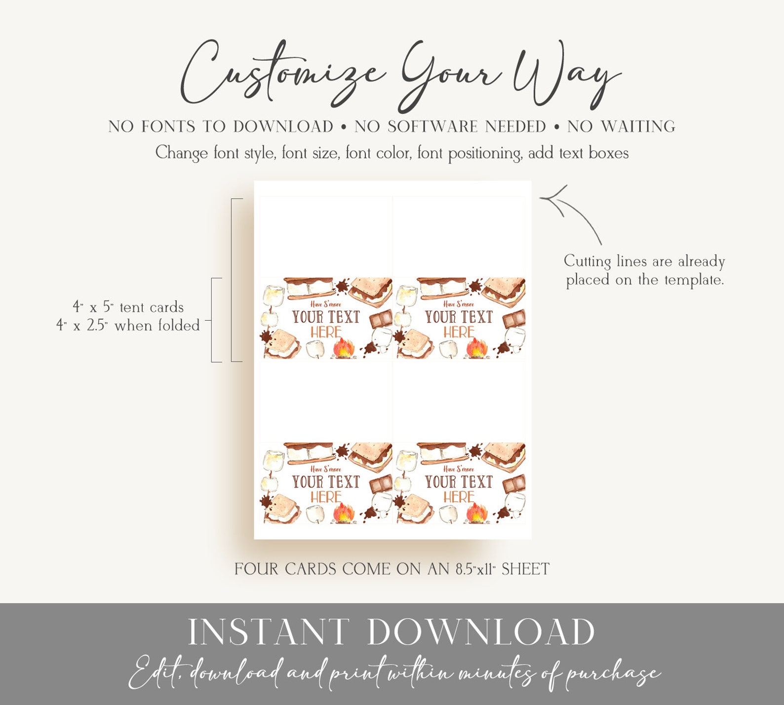 Smores Food Tents Editable Smores Food Tents Cards Birthday - Etsy