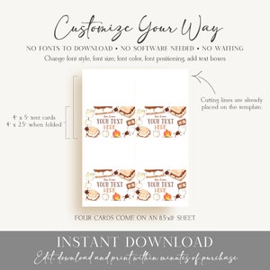 Smores Food Tents Editable Smores Food Tents Cards Birthday Baby Shower ...