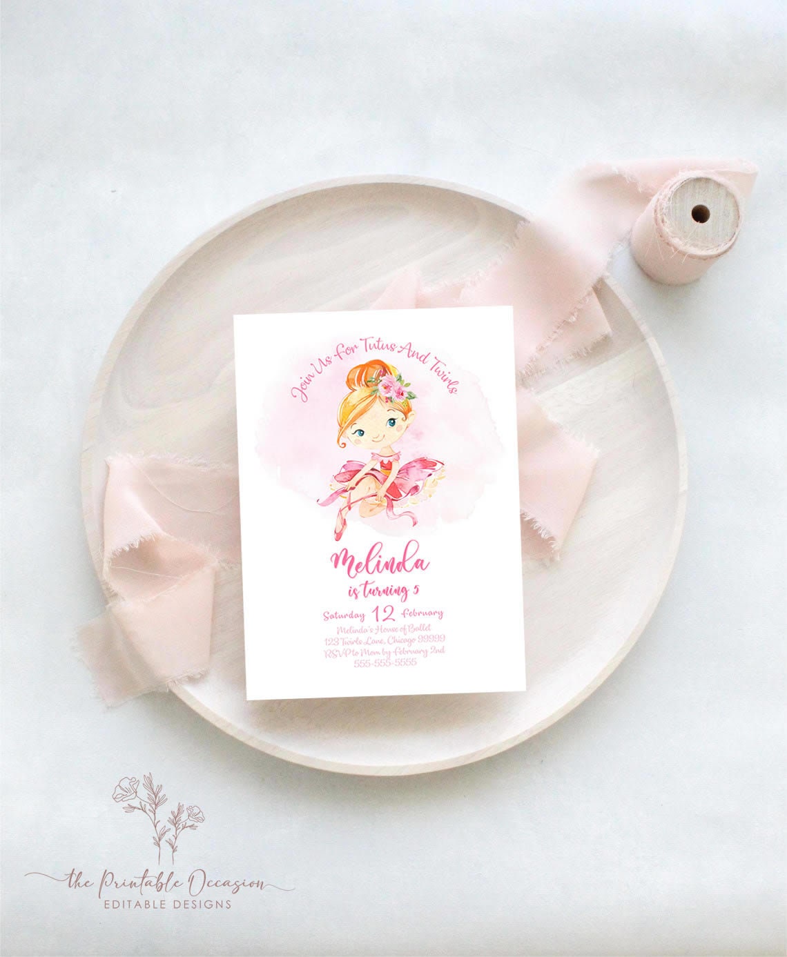 EDITABLE Ballerina Invitation Template Blonde Hair Ballerina - Etsy