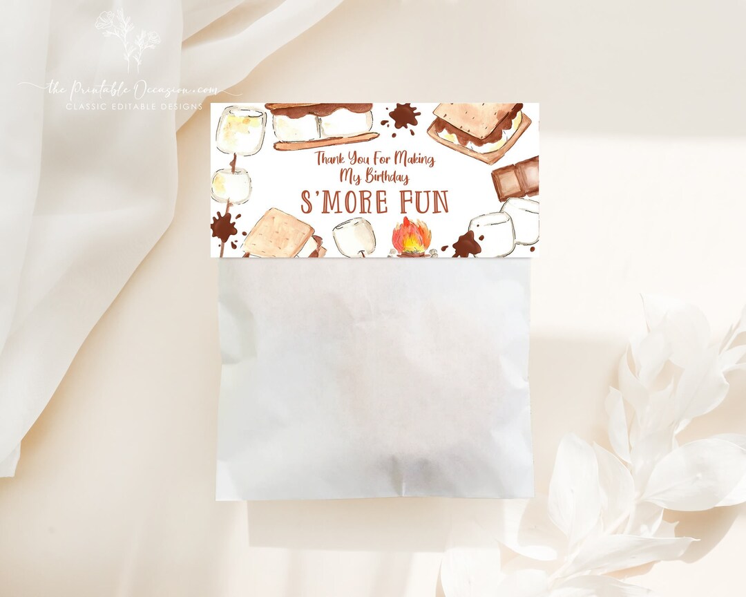 Smores Bag Toppers Printable Smores Topper Camping Bonfire - Etsy