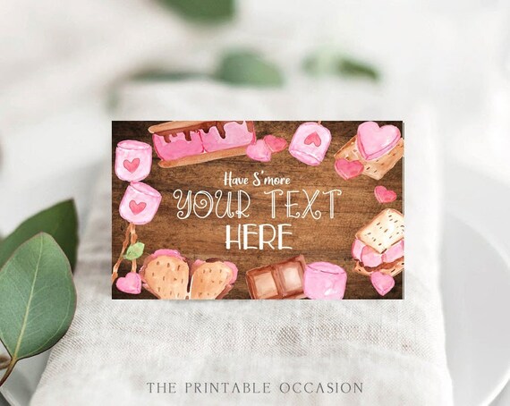Smores Food Labels Editable Rustic Girl's Pink Smores Food Tents Cards ...
