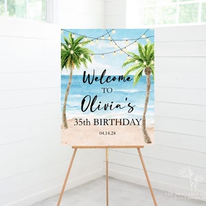 Beach Party Welcome Sign Template Lets Celebrate Beach Welcome Sign ...