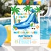Dinosaur Water Slide Birthday Splash Party Invitation Template Blue ...
