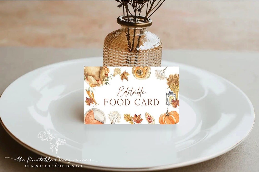 Editable Fall Food Tent Place Cards Template Fall Food Tent - Etsy