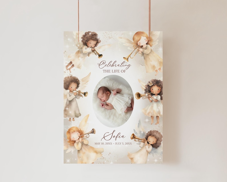 Baby Angel Memorial Sign Template Girl Funeral Poster Editable ...
