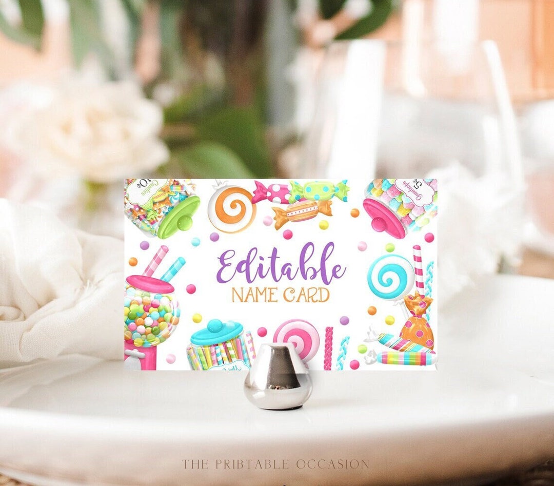 Sweet Shoppe Name Cards: Candy Party Place Cards (printable, Editable ...