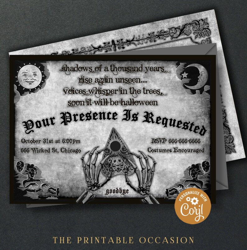 EDITABLE Ouija Board Party Invitation Template Vintage | Etsy