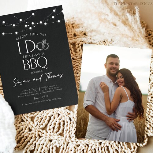 I Do BBQ Invitation Couples Shower Red Printable Invite - Etsy