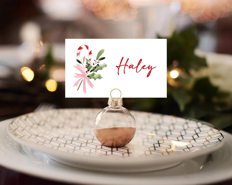 Editable Christmas Place Cards Template Holiday Buffet Food Tent Cards ...