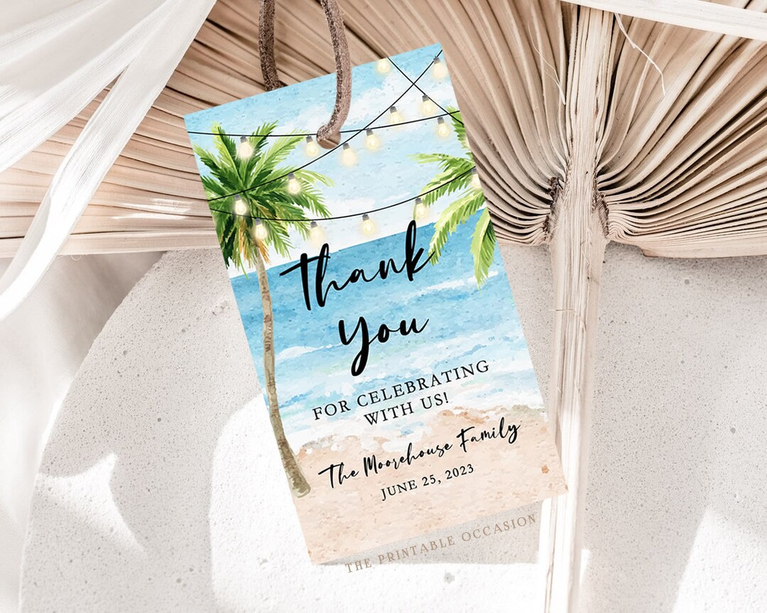 Beach Favor Tag Template, Beach Wedding Tags Printable, Beach Tag ...