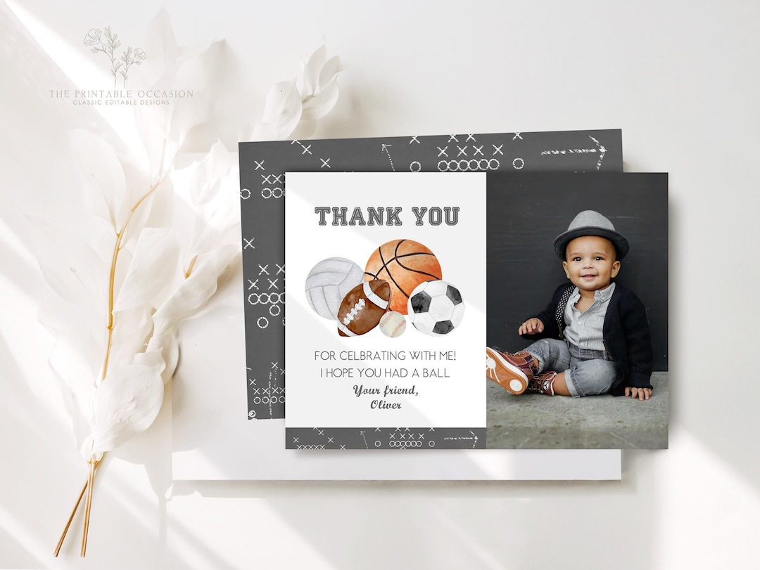 All Sports Photo Thank You Card Template Editable All Sports Thank You ...
