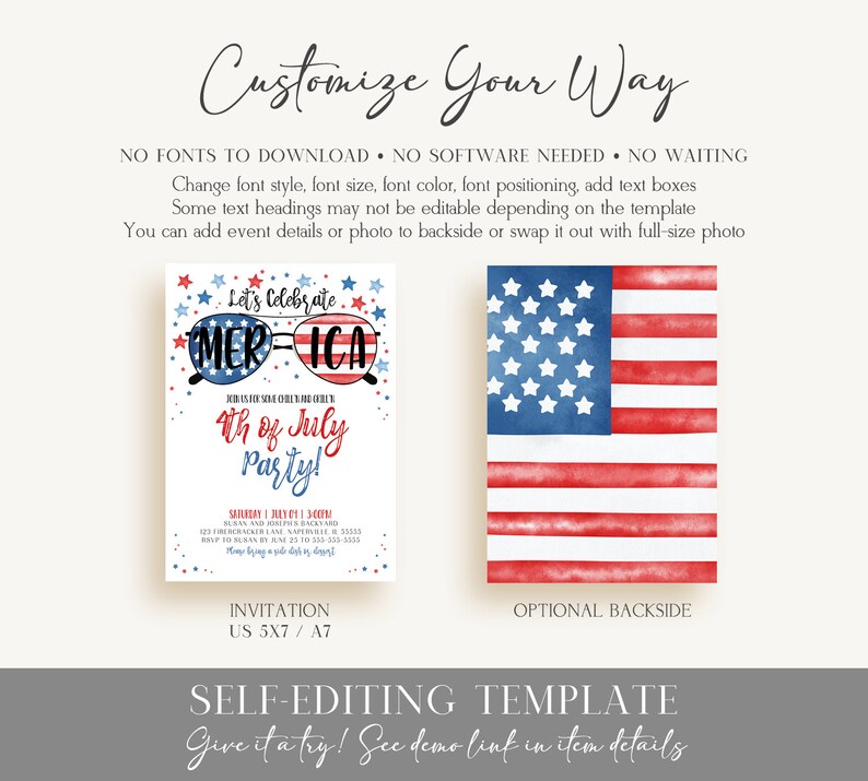 EDITABLE 4th of July Invitation Template Printable Fourth of - Etsy