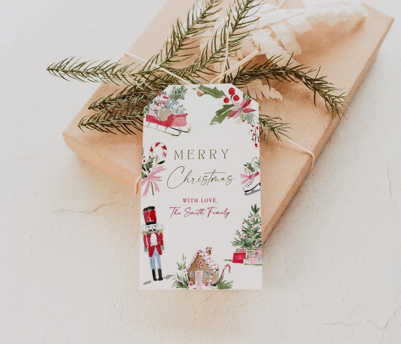 Editable Christmas Gift Tag Template Printable Red and Green Coquette ...