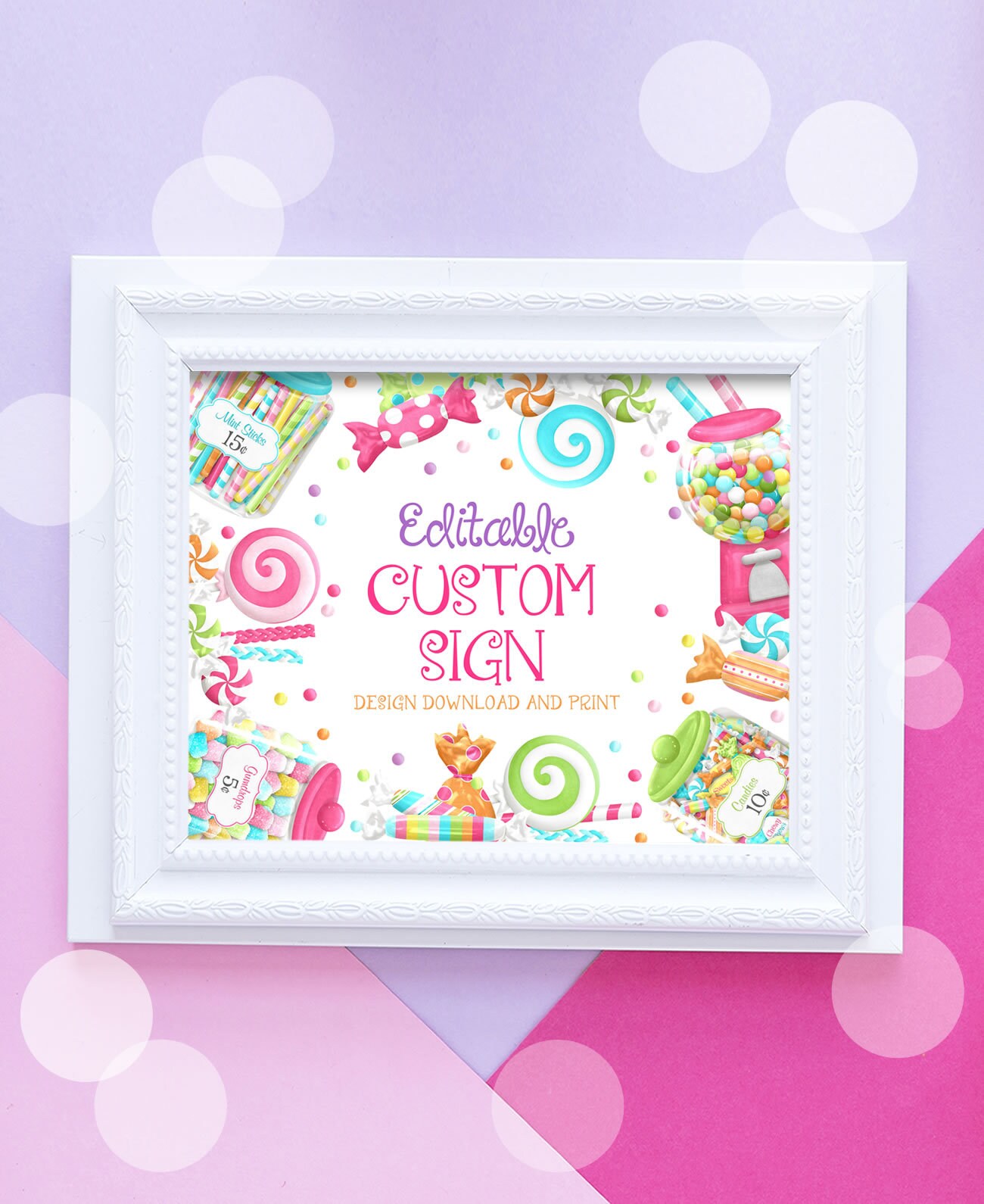 Editable Sweet Shoppe Custom Sign Template Candy Birthday Party Table ...