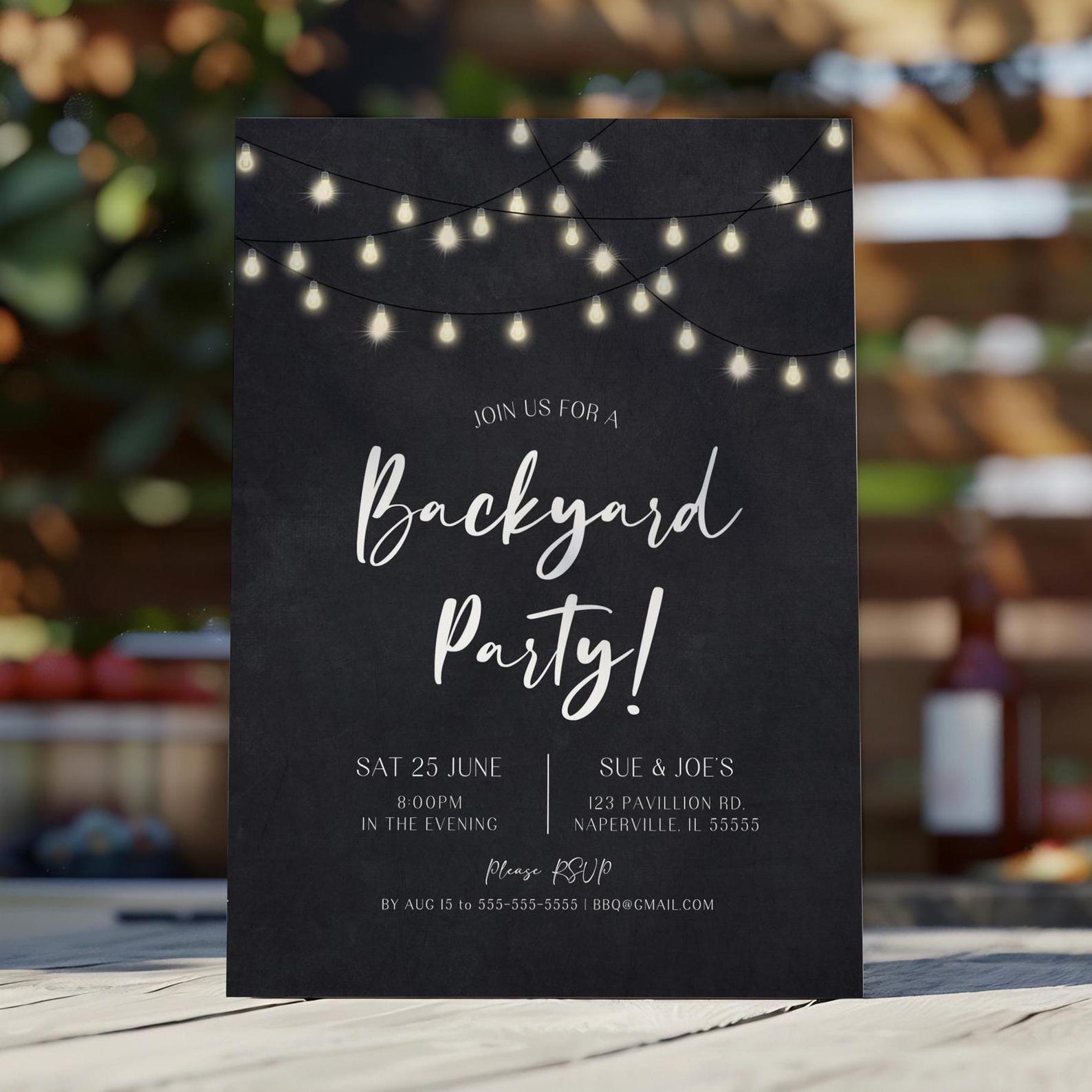 Backyard Party Invitation Template Backyard Party Evite BBQ Party ...