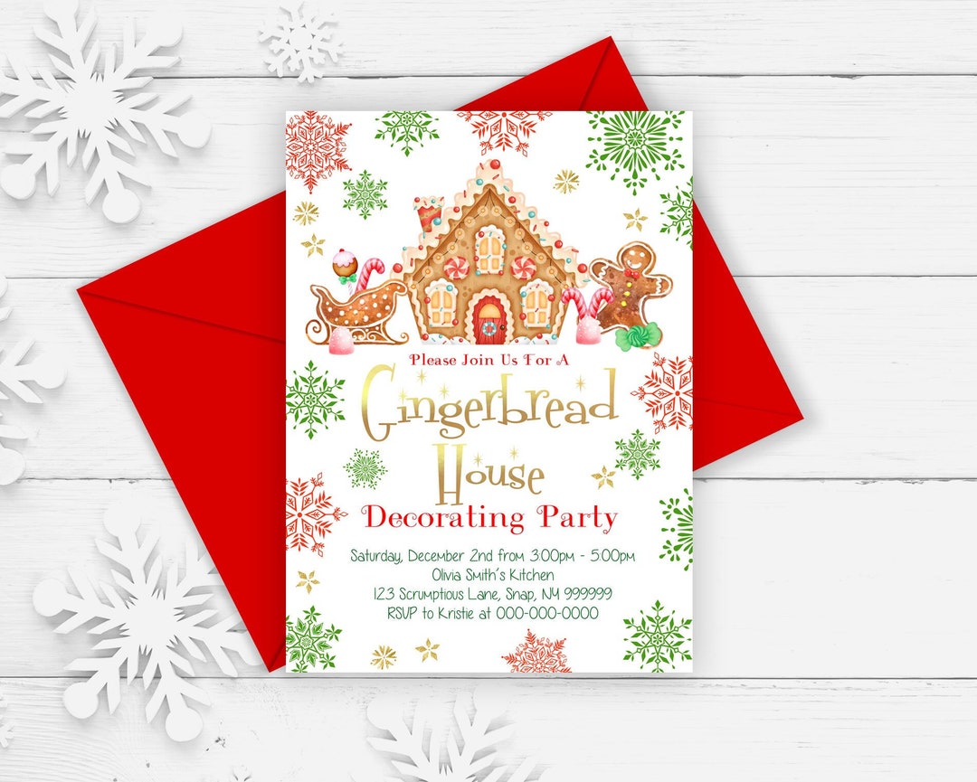 EDITABLE Gingerbread House Decorating Party Invitation Gingerbread ...