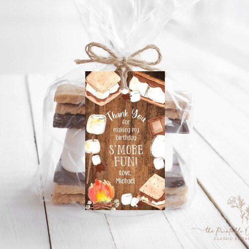 Editable Smores Birthday Thank You Tags Smore Favor Tags Smore - Etsy