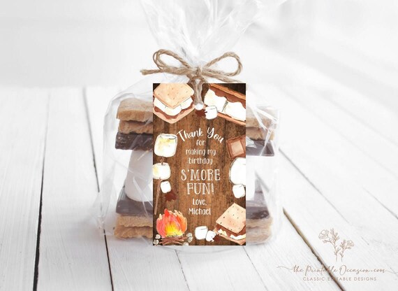 Rustic Smores Birthday Thank You Tags Favor Tags Rustic Smore Fun ...