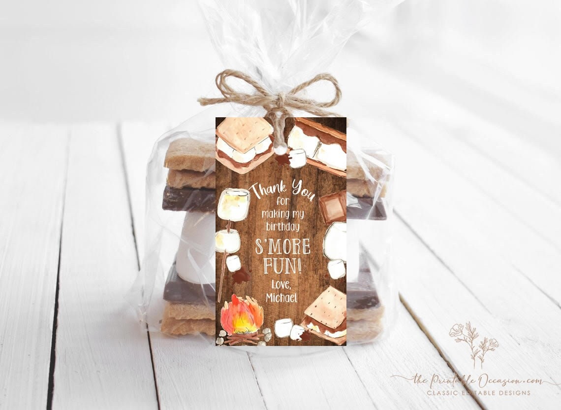 Rustic Smores Birthday Thank You Tags Favor Tags Rustic Smore - Etsy