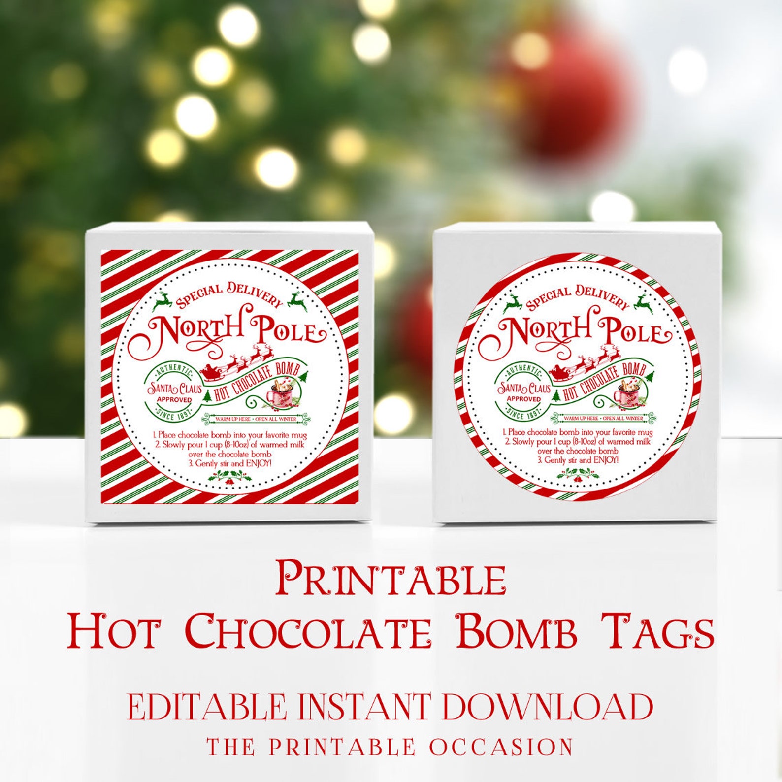 EDITABLE Hot Chocolate Bomb Tag Christmas Hot Chocolate Bomb - Etsy