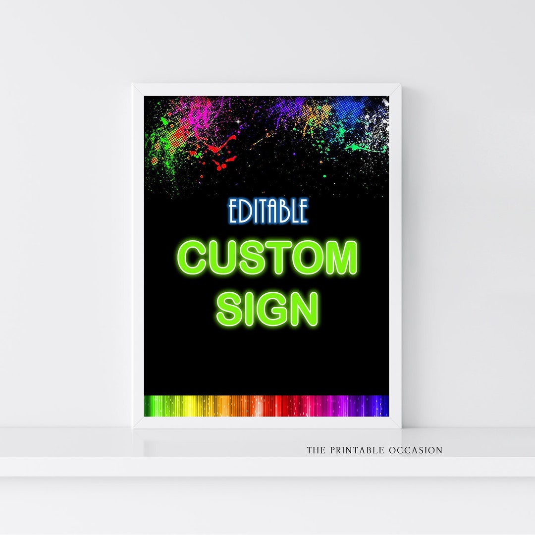 EDITABLE Glow Birthday Party Custom Sign, Printable Glow Party Sign ...