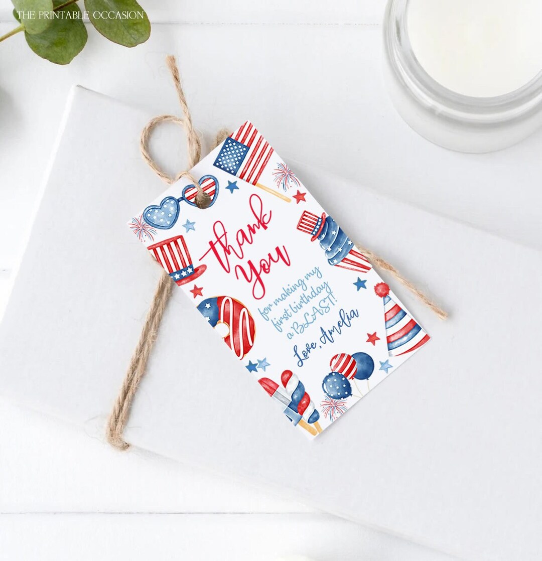 EDITABLE Labor Day Birthday Gift Tag Template, Labor Day Birthday Favor ...