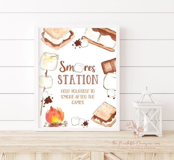 Smores Table Sign Template Editable Smores Party Food Sign Template ...