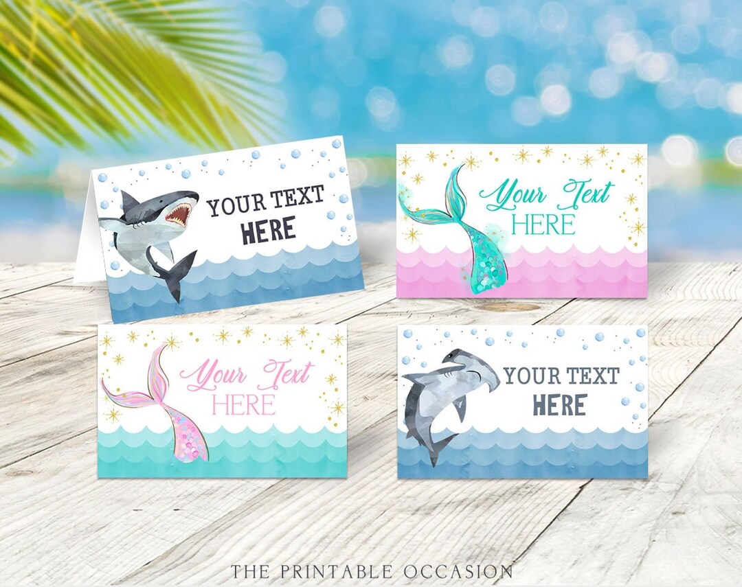 EDITABLE Shark and Mermaid Food Tents Printable Sharks and Mermaids ...