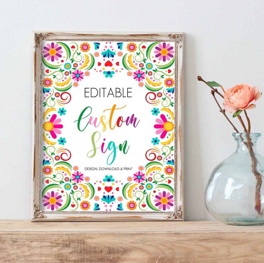 Editable Custom Sign Fiesta Party Sign Fiesta Décor Mexico Table Sign ...