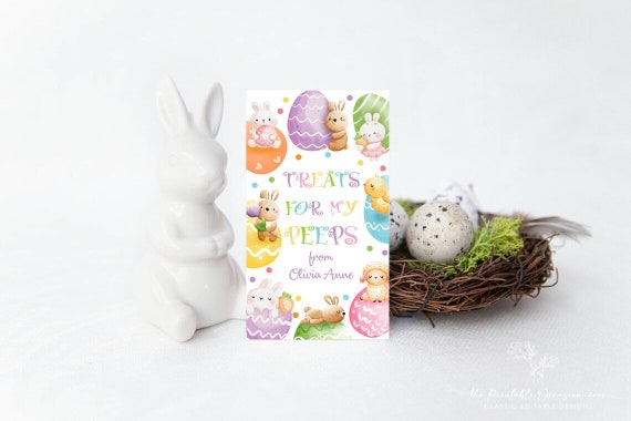 Editable Peeps Printable Tags, Treats For My Peeps Gift Tags, Happy ...
