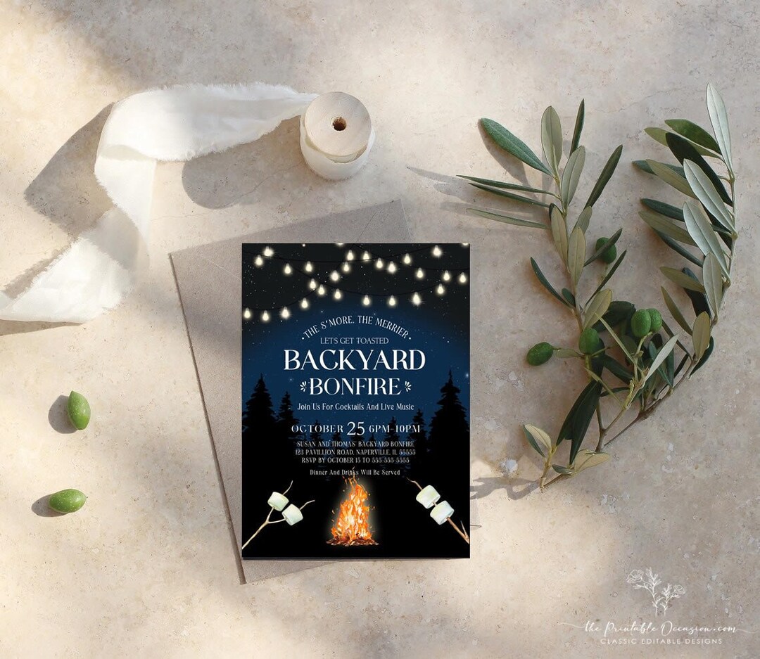 Editable Bonfire Party Invitation Template Bonfire Birthday - Etsy