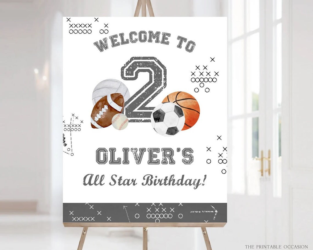 Sports Birthday Welcome Sign Template Printable Sports Birthday Party ...