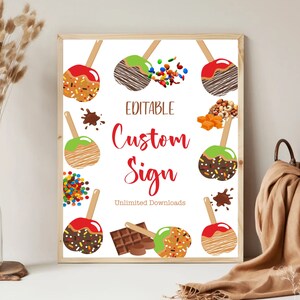 Editable Candy Apple Custom Sign Template Fall Sign Caramel Apple Table ...