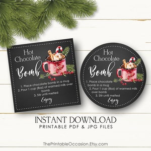 Hot Chocolate Bomb Tag Christmas Hot Chocolate Bomb Tag Winter Hot ...