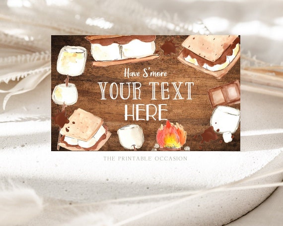 Smores Food Labels Editable Rustic Smores Food Tents Cards Birthday ...