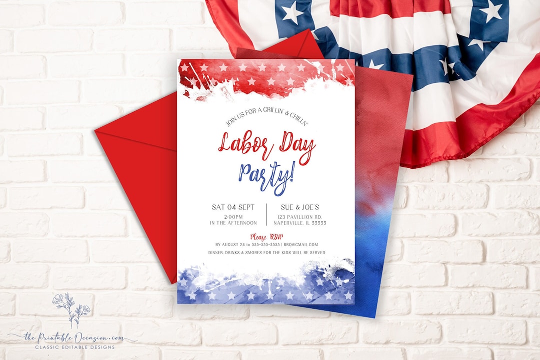 EDITABLE Labor Day Invitation Template Printable Labor Day Invitation ...