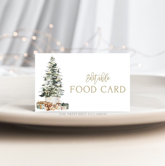 Editable Christmas Buffet Labels, Printable Food Cards, Christmas Tree ...