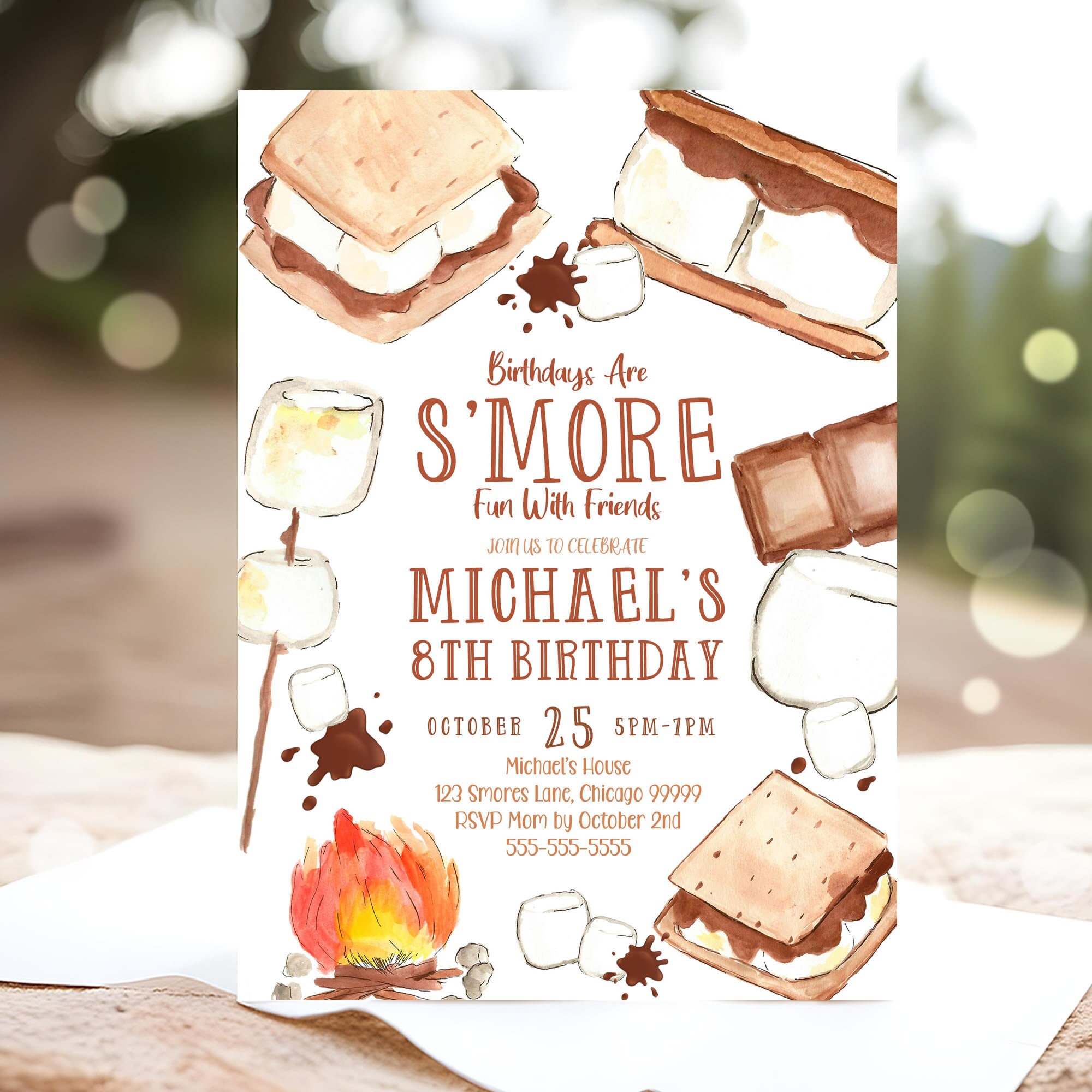 Kids Smores Birthday Invitation Template Printable Smores Invite ...