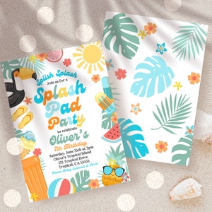 EDITABLE Splash Pad Birthday Party Invitation Boy Tropical Splish ...