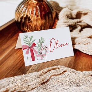 Editable Christmas Place Cards Template Holiday Buffet Food Tent Cards ...