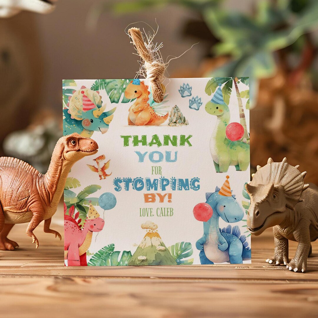 Editable Dinosaur Favor Tags Boy Round Square Dino Birthday Favor Tags ...
